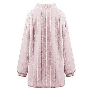 Coats For Women, Long Peacoat Autumn/Winter Fashion Solid Colour Loose Fleece Mid Length Warm Coat Woman Puffer Women Velvet Blazer Jackets Size Outerwear Jacket Coats (XL, Pink)
