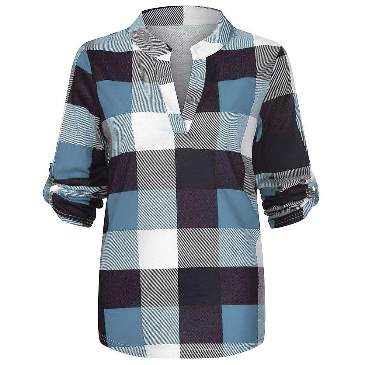 YAnGSale Top Casual Plaid Blouse Women Cotton Sweatshirt Long Sleeve Shirts Women's V-Neck Fall Sweaters Pullover Tops