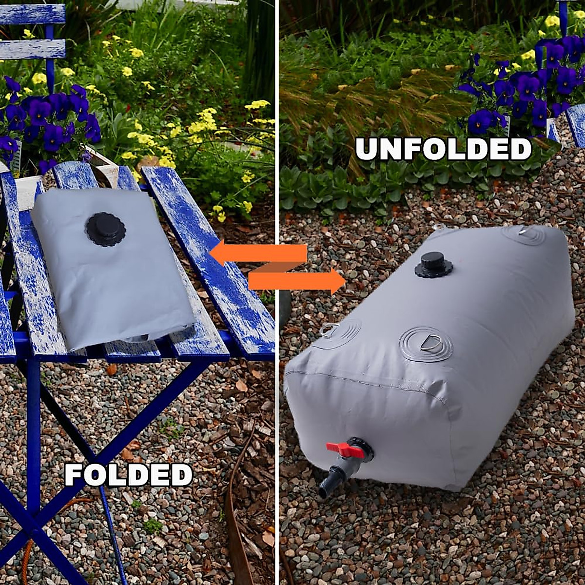 Bathtub Water Storage Bladder, Emergency Large Storage Containers, Portable Water Tanks for Camping, Garden, Outdoor, RV and Emergency Water Storage（29gal,Grey