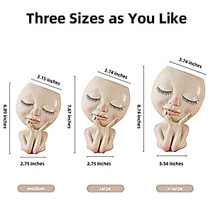 AIMEBBY Face Planter Pot - Face Flower Pots for Indoor and Outdoor Plants - Resin Head Planter Pots with Drainage Hole (Large Size)