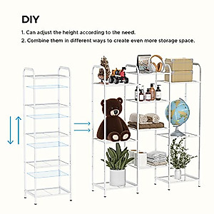 MAX Houser Storage Rack with Shelf,Industrial Style Extendable Plant Stand, Standing Shelf Units for Kitchen, Bathroom, Office,Living Room, Balcony, Kitchen (White, 5 Tier)