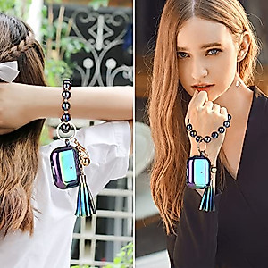 AIRSPO AirPods Pro 2nd Generation Case Cover Clear Lasher Hard PC Protective Case Colorful AirPod Pro 2 Cover Skin Compatible with Bling Bead Bracelet Keychain ( Glittery Purple)