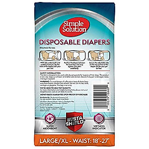 Simple Solution True Fit Disposable Dog Diapers for Female Dogs - Super Absorbent with Wetness Indicator - L/XL (Waist 18-27in) - 30 Count