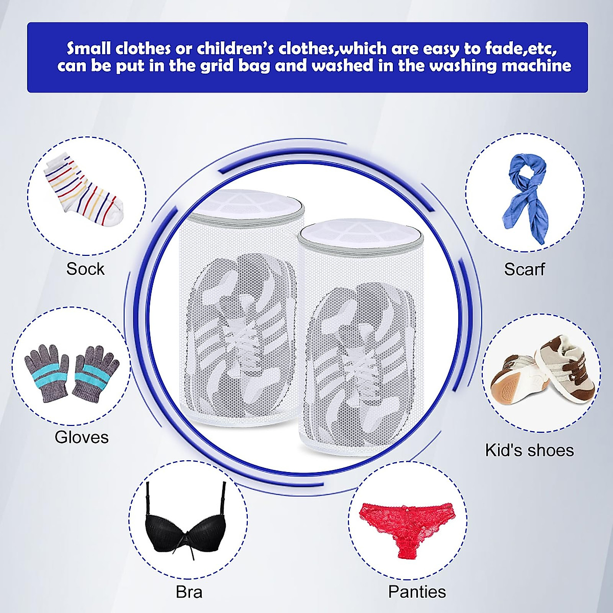 KBXTXM Shoes Washing Bags,Sneaker Bag for Washing Machine,Shoe Bag for Washing Machine,Anti-Open Zipper,Large Size, Size Up 13 Yards Shoes Bags(2Pack)