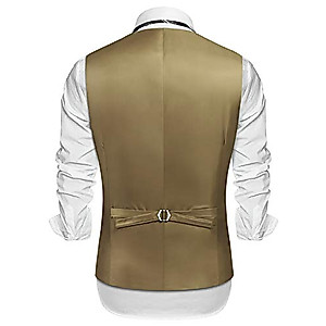 COOFANDY Men's Suede Leather Vest Layered Style Dress Vest Waistcoat, Rust, XX-Large