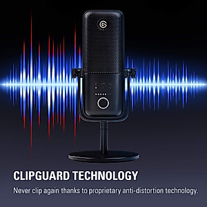 Elgato Wave:3 - USB Condenser Microphone and Digital Mixer for Streaming, Recording, Podcasting - Clipguard, Capacitive Mute, Plug & Play for PC/Mac (Renewed)