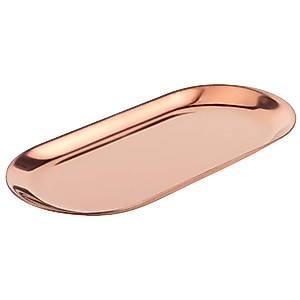 5pcs Stainless Steel Oval Shaped Towel Tray Cosmetics Jewelry Storage Tray Dish Plate OrganizerGold (Trumpet (rose gold rimless))