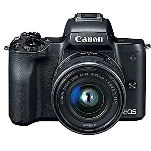 Canon EOS M50 Mirrorless Camera with EF-M 15-45mm f/3.5-6.3 is STM Lens, Black - Bundle with 16GB SDHC Card, Camera Case, 49mm Filter Kit, Cleaning Kit, Card Reader, Pc Software Package