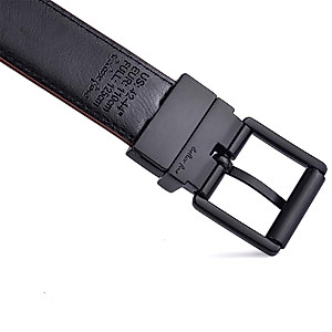 Beltox Men’s Belts Dress Casual Reversible Leather 1.1” w Roller Buckle Rotated(Black/Brown w Black Buckle, 34-36)