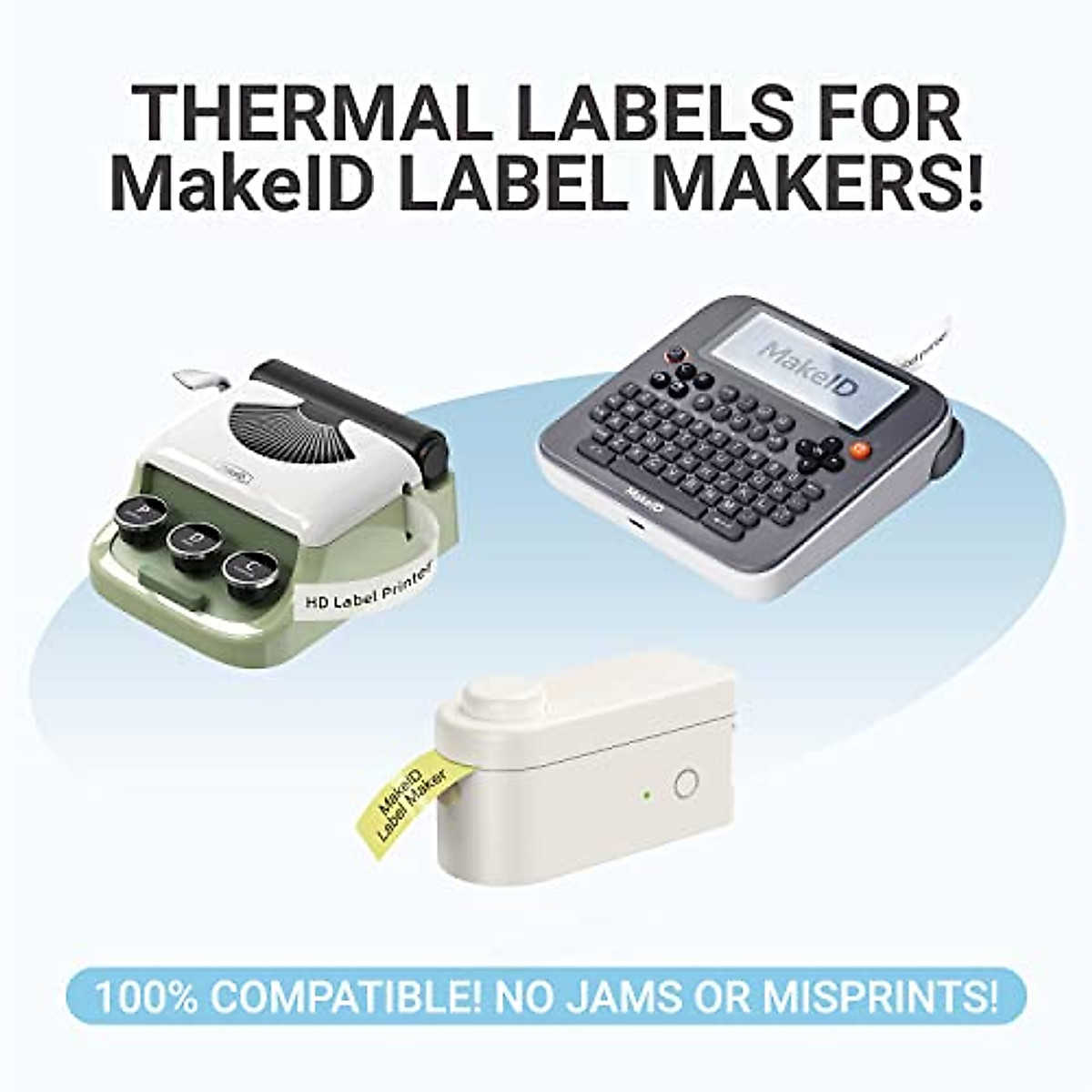 MakeID Label Tape Compatible with MakeID Label Makers L1 M1 Q1 Refills Waterproof Laminated Custom Stickers Office Labels Replacement L-16F1 0.63" x 13' (16mm x 4m)