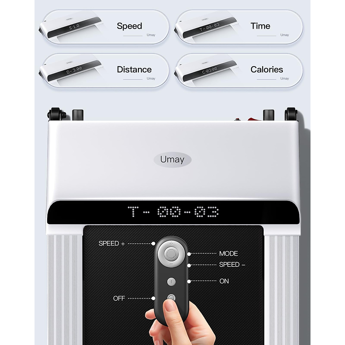 UMAY Under Desk Treadmill with Foldable Wheels, Portable Walking Jogging Machine Flat Slim Treadmill with Free Sports App & Remote Control, Jogging Running Machine for Home/Office White