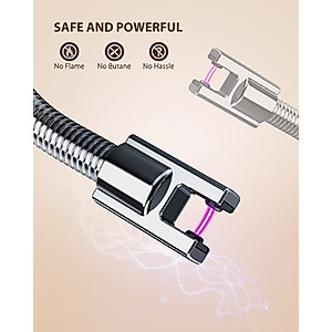 RONXS Lighter Electric Lighter Rechargeable Arc Type C Candle Lighters with LED Battery Display, Flexible Neck Windproof Flameless Plasma Long Lighters for Candle BBQ Camping (Red&Blue)