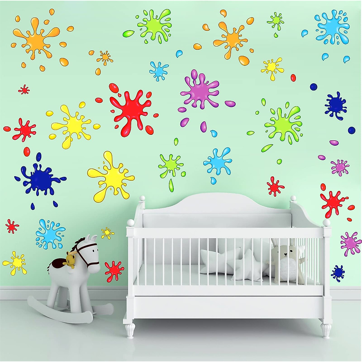 Colorful Wall Decals Color Paint Wall Stickers Watercolor Paint Splash Shape Wall Decals Fabric Splatter Splotches Peel and Stick Wall Stickers Kids Wall Stickers for Classroom Playroom