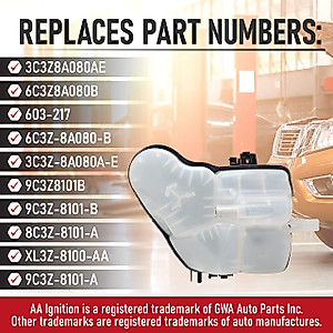 Coolant Reservoir Tank with Degas Bottle Cap - Overflow Recovery Bottle Fits Ford F250, F350 Super Duty, Excursion 6.0L Powerstroke,6.8L,5.4L-6C3Z-8A080-B,3C3Z8A080AE,603-217-Antifreeze Expansion Tank