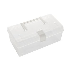 Haofy Clear Storage Box, Portable Plastic Container for Stationery Sewing Art Craft Jewelry with Lid (M)