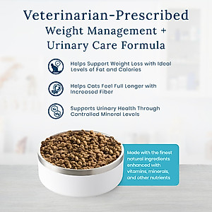 Blue Buffalo Natural Veterinary Diet W+U Weight Management + Urinary Care Dry Cat Food, Chicken 6.5-lb bag