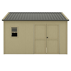 MUPATER 12 ft x 9 ft Outdoor Wood Shed with Metal Roof, Lean-to Storage shed Garden Furniture Tools with Lockable Door and Vents for Garden, Patio