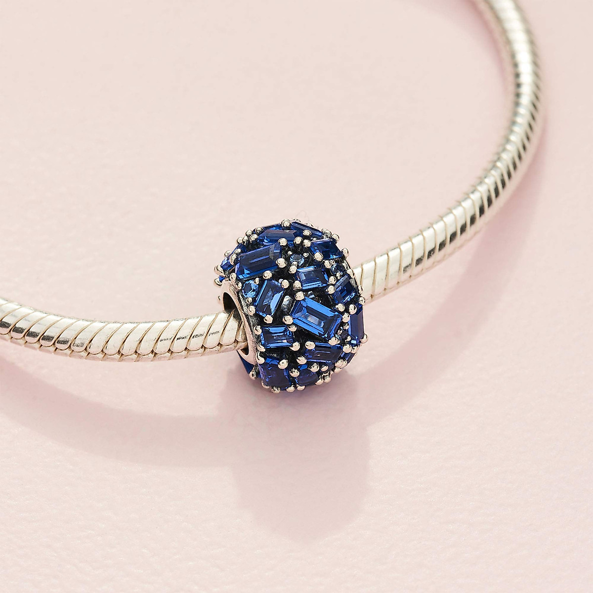 Pandora Jewelry Blue Ice Cube Crystal Charm in Sterling Silver