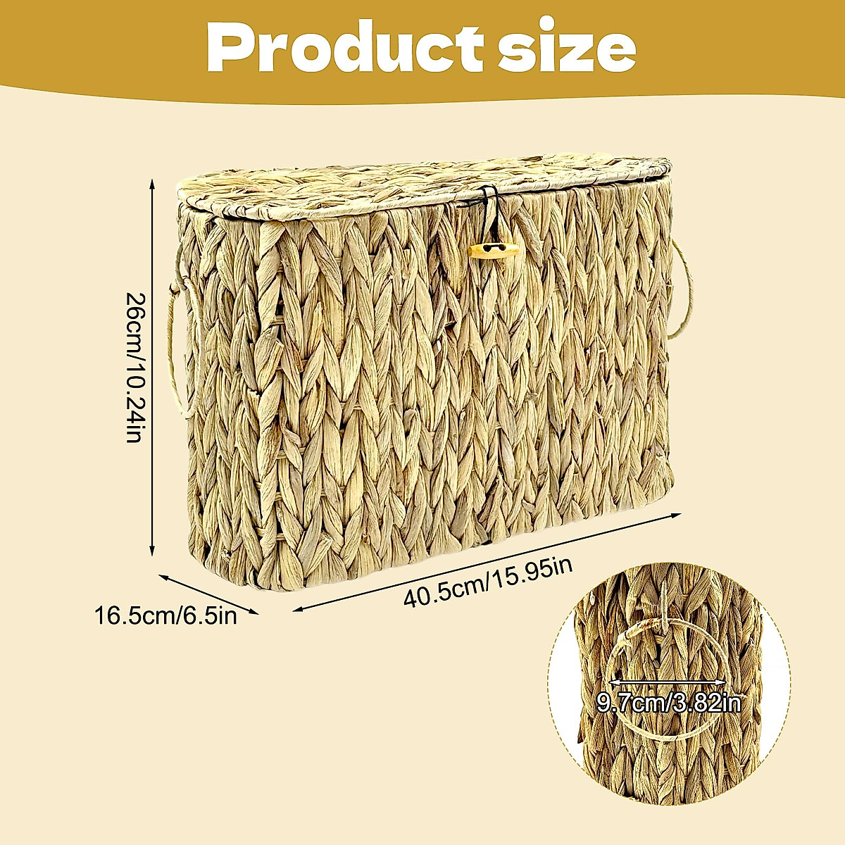 Large Toilet Paper Storage with Lid and Handle, Water Hyacinth Toilet Paper Basket Bathroom Organizer,Large Capacity Toilet Paper Holder for up to 9 Rolls, Dust-Proof Bathroom Accessories Organizer