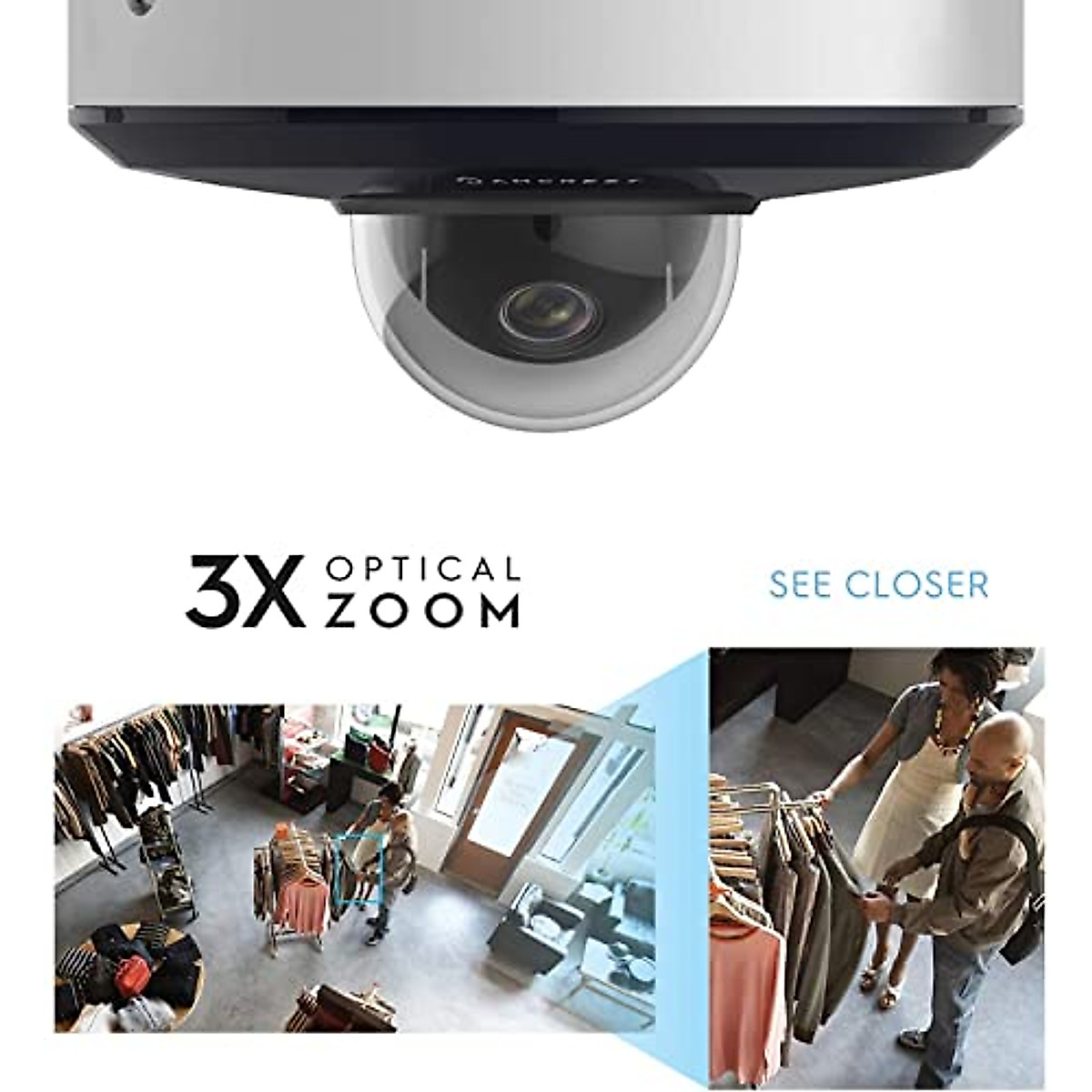 Amcrest ProHD 1080P PTZ Camera Outdoor, 2MP Outdoor Vandal Dome IP PoE Camera (3X Optical Zoom) IK08 Vandal-Proof, IP66 Weatherproof, Night Vision up to 49ft, Pan/Tilt (IP2M-866EW) (White)