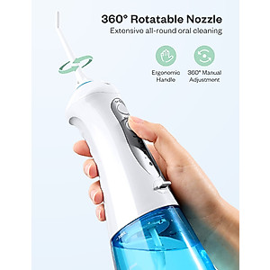 Water Flosser Cordless, Portable Teeth Cleaner with 3 Modes 4 Jets, 300ML Water Tank, IPX7 Waterproof, Powerful Cleaning, Rechargeable Dental Oral Irrigator for Travel Home Braces
