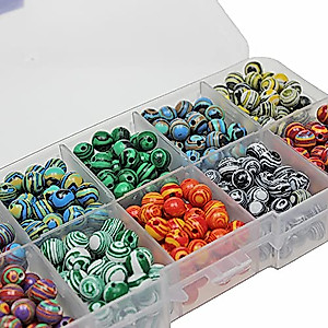 500pcs 6mm Stone Beads Kit Round Loose Gemstone 10 Colors Synthetic Malachite Beads for Bracelet Necklace Earrings Jewelry Making