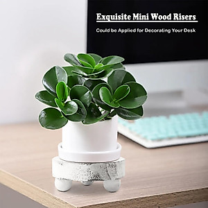 Ziluce Mini Wood Riser for Tiered Tray Decor, 2-Pack Small Wooden Risers for Display, 4-Inch Round Pedestal Stand, Distressed Farmhouse Risers for Home Decor - White