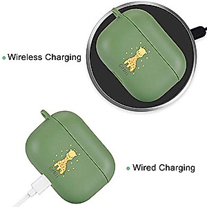 Idocolors Cover Case for Airpods pro, Cute Airpods pro 3 Protective Cover,Soft Silicone Green Case with Keychain Compatible Airpod pro Charging Case 3rd Gen 2019,Cartoon Giraffe