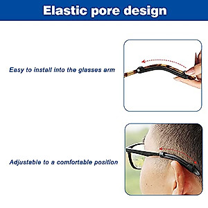 6 Pairs Silicone Eyeglasses Temple Tips Sleeve Retainer, Anti-Slip Elastic Glasses Ear Grip Comfort Eyeglasses Retainers Behind The Ears for Reading Glasses Sunglasses (Black)