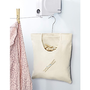 Whitmor Canvas Clothespin Bag Hanging Storage Organizer