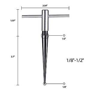 QXUJI 2PCS T Handle Reamer, Bridge Pin Reamer, 1/8"-1/2" (3.18mm-12.7mm) Tapered/Fluted Chamfer Reaming for Wood Latches, Woodworker, Repairman Maintenance, Cutting Tool