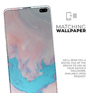 DesignSkinz Marbleized Pink and Blue Paradise V322 Protective Vinyl Decal Wrap Skin Cover Compatible with The Samsung Galaxy S20 (Screen Trim & Back Glass Skin)