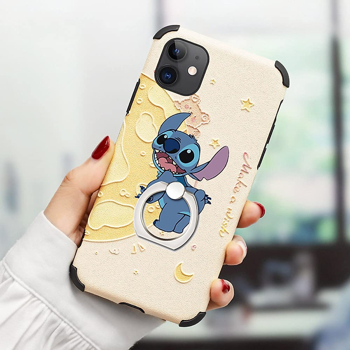 ZOSTLAND 3Pack Naughty Funny Blue Alien ET Handstand Alien Phone Ring Universal 360°Adjustable Phone Case Finger Grip Stand Holder Desk Stent Mount Car Compatible with iPhone15 14 13 12 MAX Plus iPad