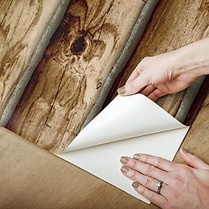 RoomMates RMK11308WP Brown Cabin Logs Peel and Stick Wallpaper