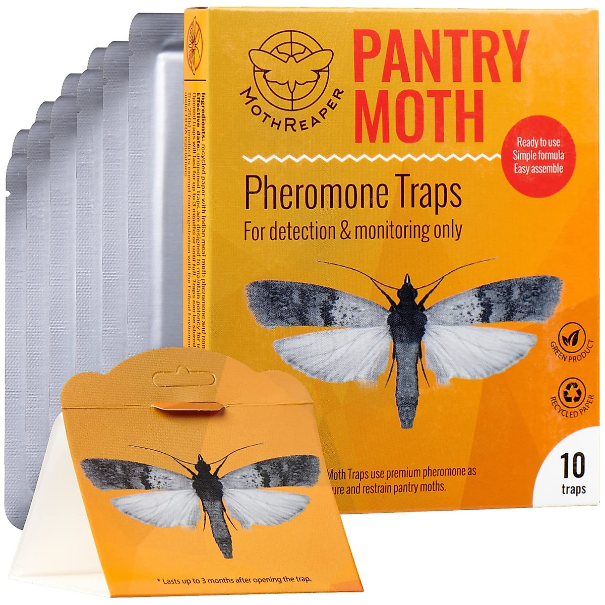 Pantry Moth Trap 10-Pack - Pantry Moth Glue Traps for House Pantry, Pantry MothTraps for Food and Cupboard Moths, Pantry Moth Traps with Pheromones Indian Meal Moth Pest Traps for Kitchen