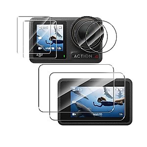 Suttkue for DJI Osmo Action 4 screen protector Tempered Glass flim ＆Camera Lens Protector Tempered Glass,High Definition Clear,Case Friendly(2+2+2 pack)