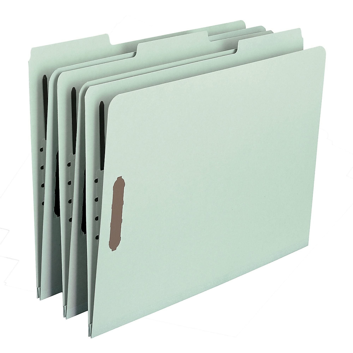 Smead 100% Recycled Pressboard Fastener File Folder, 2 Fasteners, 1/3-Cut Tab, 1" Expansion, Letter Size, Gray/Green, 25 per Box (15003)