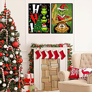 Akahllc 2 Pack Christmas Diamond Painting Kits,Christmas Diamond Art Kits for Adults Beginners,5D Christmas Gem Painting Kits for Gift Home Wall Decor(12X16 inch)