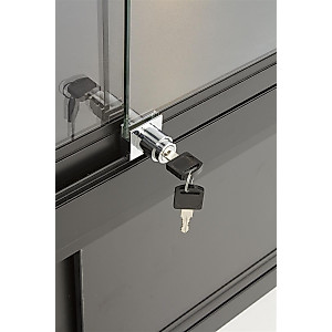 Displays2go 48 Inch Retail Showcase, w/Storage, LED Lights, Lockable Sliding Door - Black (SCTCT48LDB)