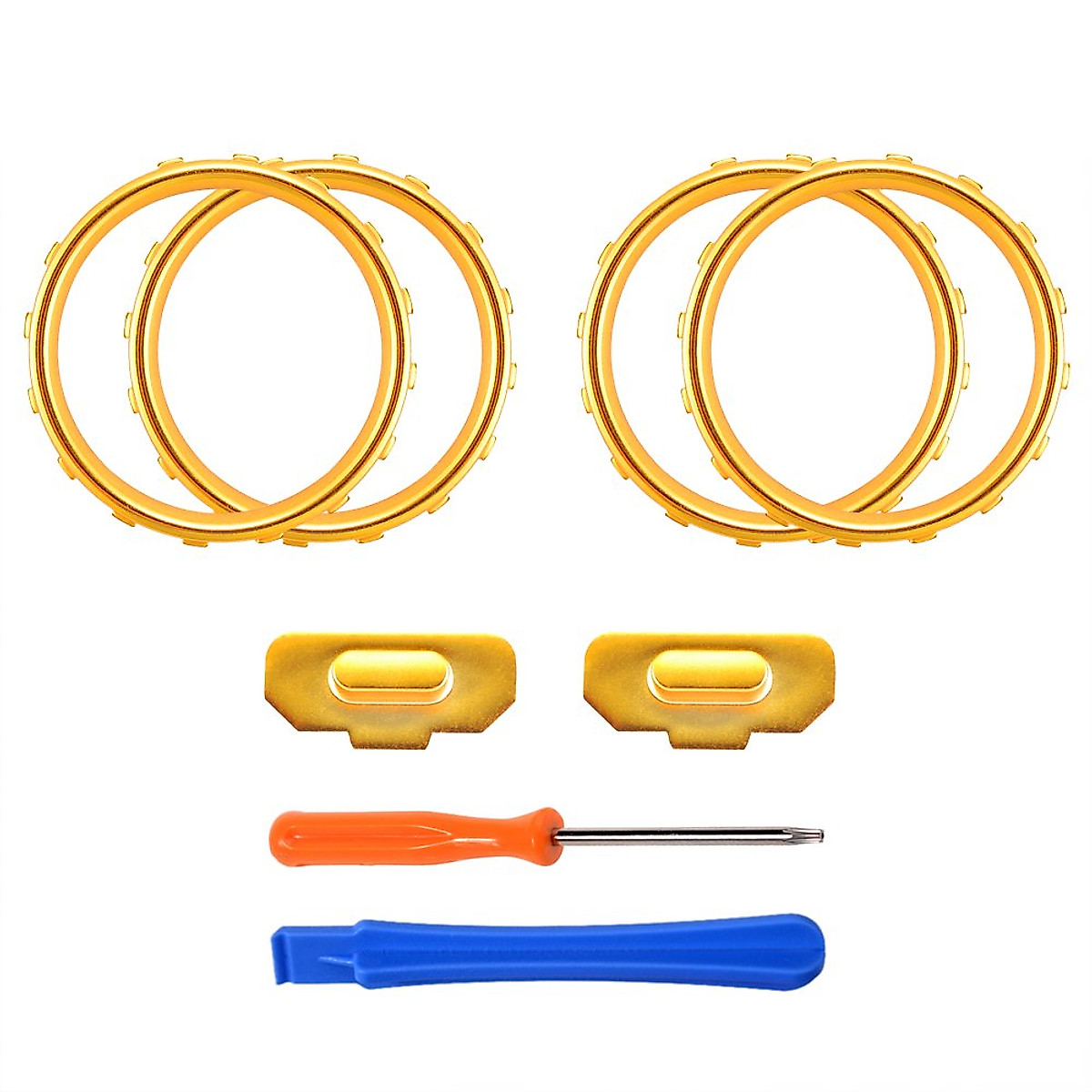 eXtremeRate Matte Chrome Gold Accent Rings Accessories for Xbox One Elite Controller, Replacement Parts Profile Switch Buttons for Xbox One Elite Controller (Model 1698) - Pack of 2