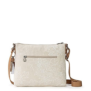 Sakroots Basic Crossbody Bag in Coated Canvas, Multifunctional Purse with Adjustable Strap & Zipper Pockets, White Flower Blossom