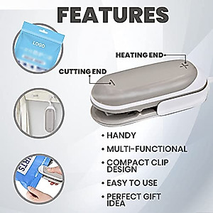 Mini Bag Sealer, Chip Bag Seal Tool, Portable Heat Vacuum Sealer, 2 in 1 Cutter and Press Packaging, Small Sealing Machine for Potato Chips, Plastic Snack Bags, Kitchen Food Storage Hand Sealers