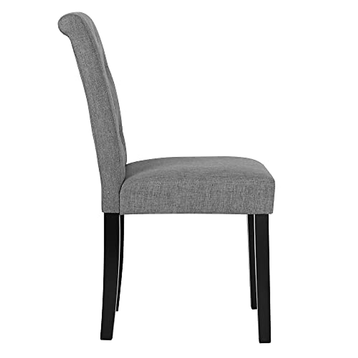 DAGONHIL Dining Chairs Set of 6 for Dining Room, Button Tufted Kitchen Chairs with Black Solid Wood Legs (Gray)