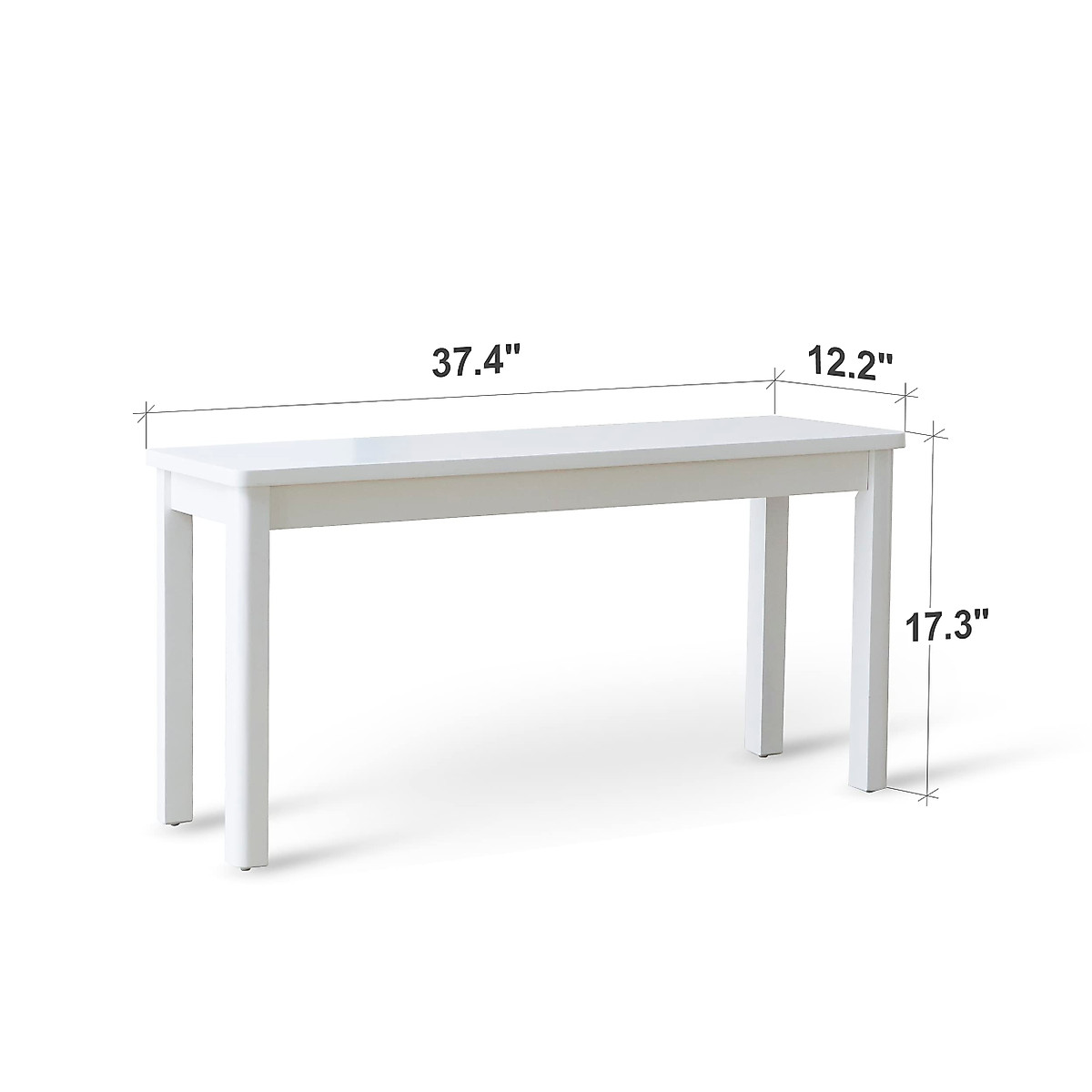 Livinia Cabin 37.4" Wooden Dining Bench/Small Modern Farmhouse Malaysian Oak Wood Bench (White)
