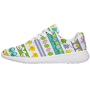 vogiant Girls Women's Tennis Shoes Lightweight Running Sneakers White Easter Pattern Gym Golf Shoes Gifts for Ladies,US Size 7 Women/5 Men