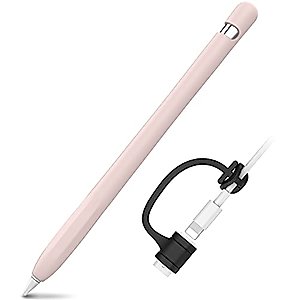 AhaStyle Anti-Slip Case Sleeve Silicone Protective Skin [ Added Cable Adapter Tether Kit] Compatible with Apple Pencil 1st Generation