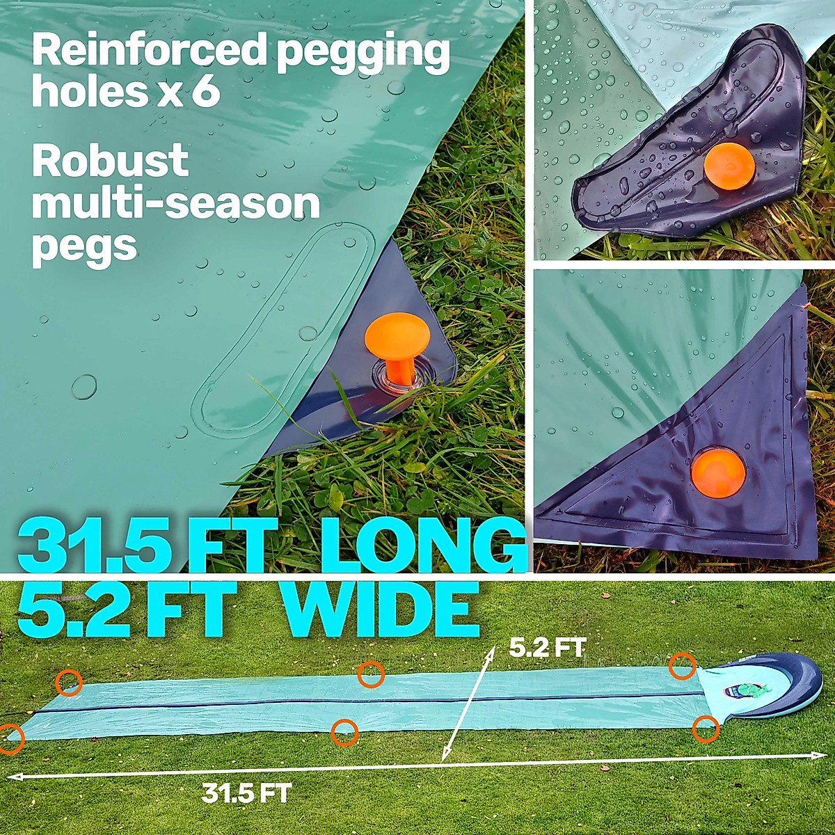 TEAM MAGNUS 31ft Slip and Slide Water Slide with Inflatable Crash Pad, Adjustable Sprinkler for Kids – Slip and Slide for Adults & Kids, Perfect for Backyard Fun