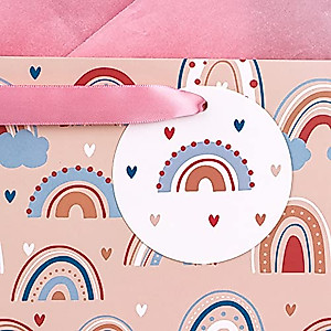 WRAPAHOLIC 13" Large Birthday Gift Bags with Card and Tissue Paper - 2 Pack for Kids Girl Birthday, Gift Wrap