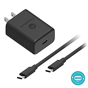 Motorola TurboPower 27 PD Charger w/ 3.3ft (1m) USB-C to C cable for Moto Z/Z2/Z3/Z4/X4/G7/G7 Play/G7 Plus/G7 Power/G6/G6 Plus[Not for G6 Play]- Power Delivery (Retail Box)