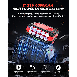 Cordless Impact Wrench, 1200Nm(900 Ft-lbs)1/2" Brushless Impact Gun, 2x4.0AH Batteries Electric Impact Motor Variable Speeds, 21V High Torque Power Impact Driver Ideal for Car, DIY, and Truck RV/Mower